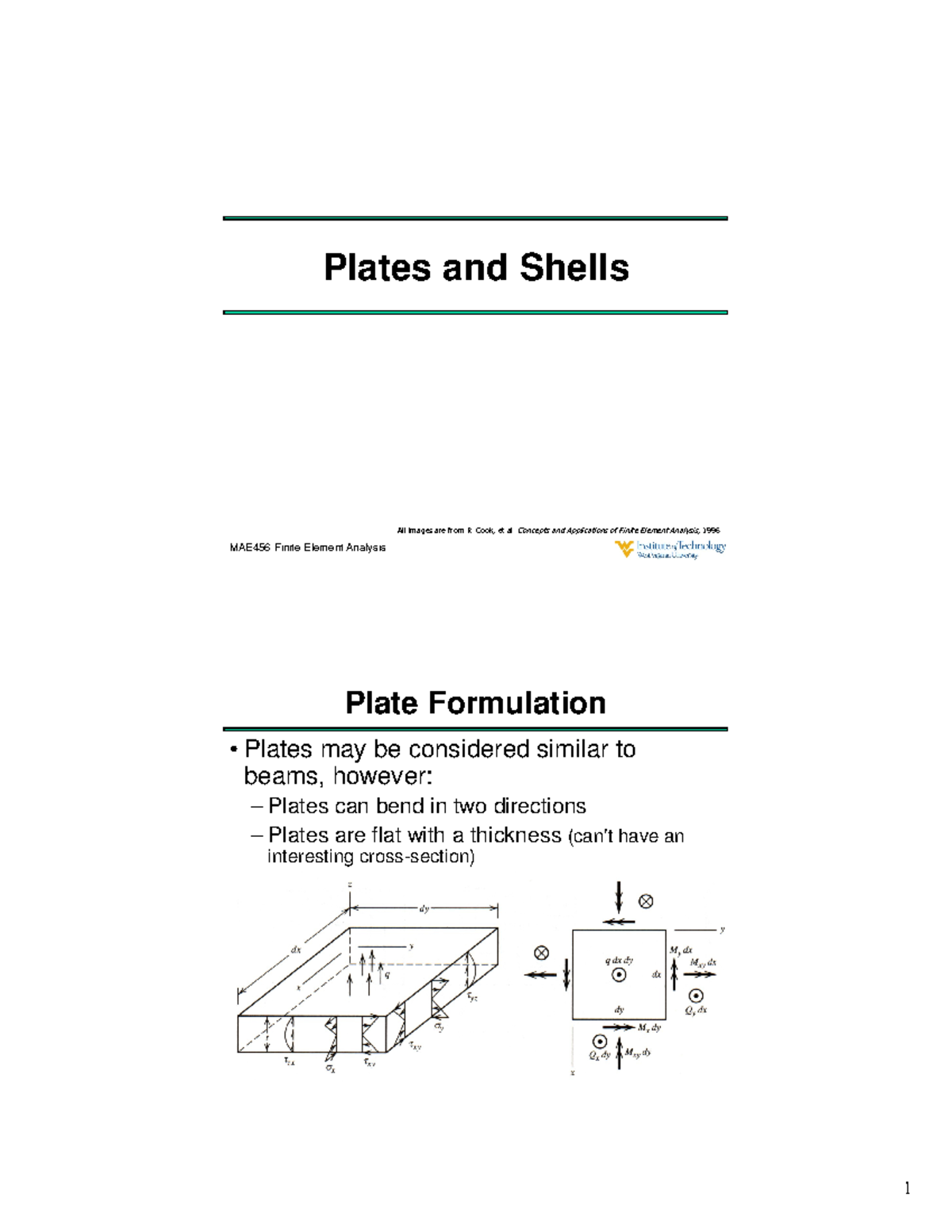 Lecture 10 Shell Elements b - MAE456 Finite Element Analysis Plates and ...
