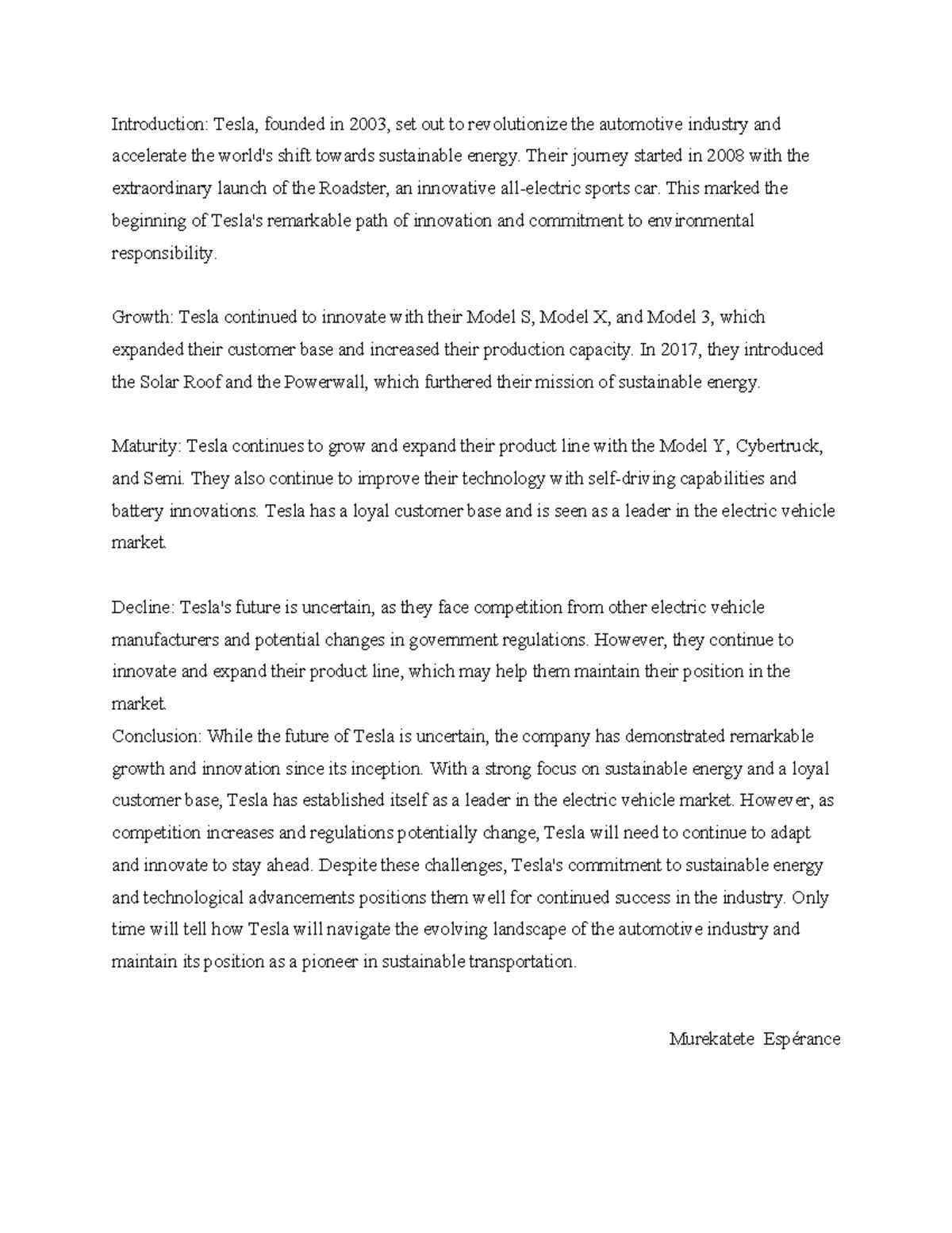 Tesla Product Life Cycle - Introduction: Tesla, founded in 2003, set ...