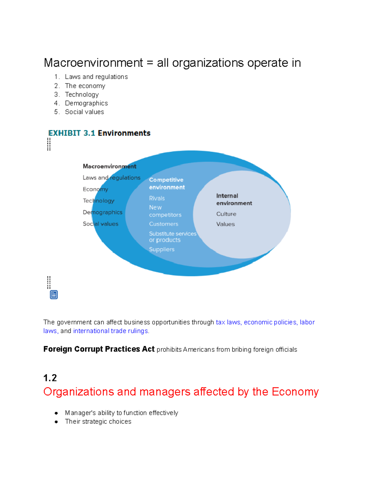 Macroenvironment lesson 1 - Macroenvironment = all organizations ...
