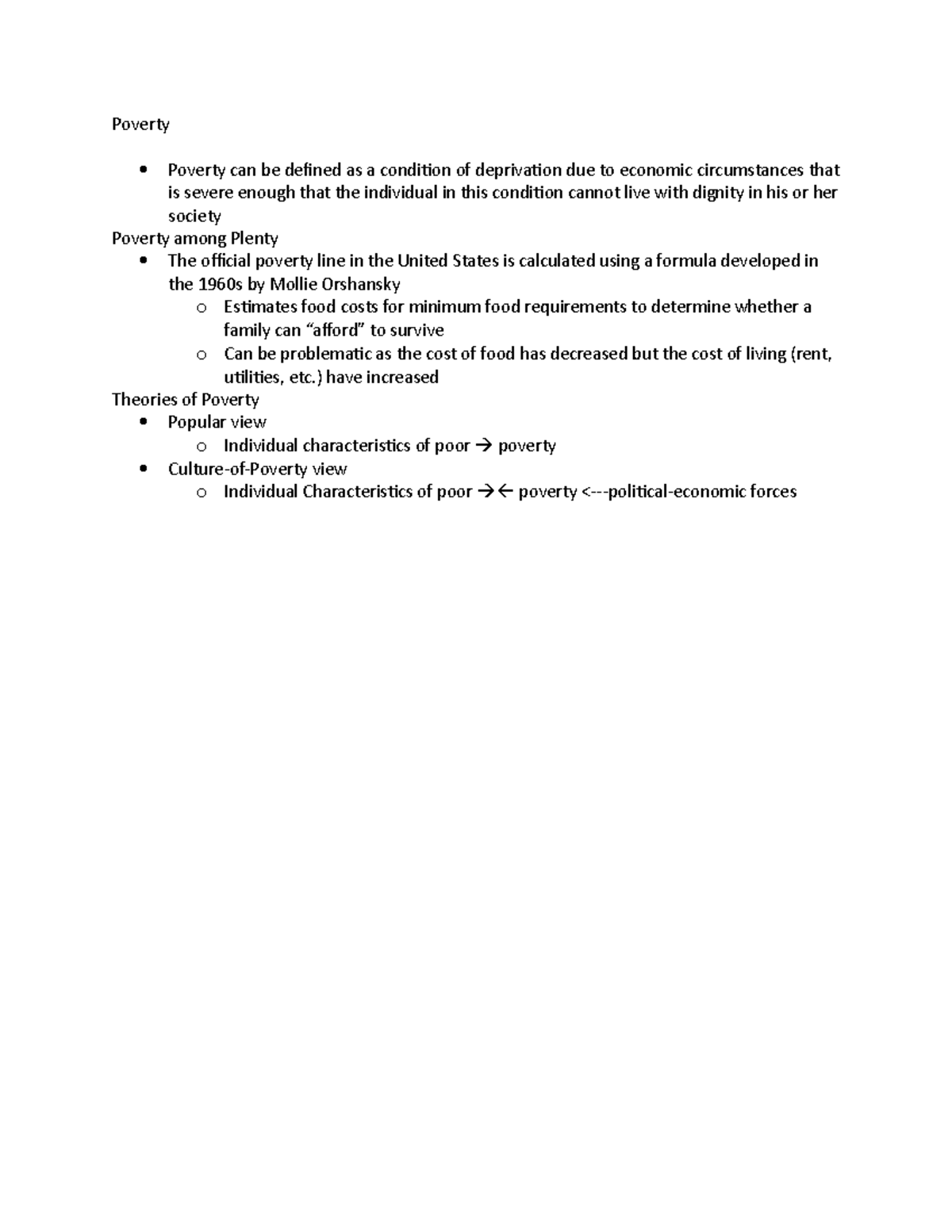 Poverty 2 - In class notes - Poverty Poverty can be defined as a ...