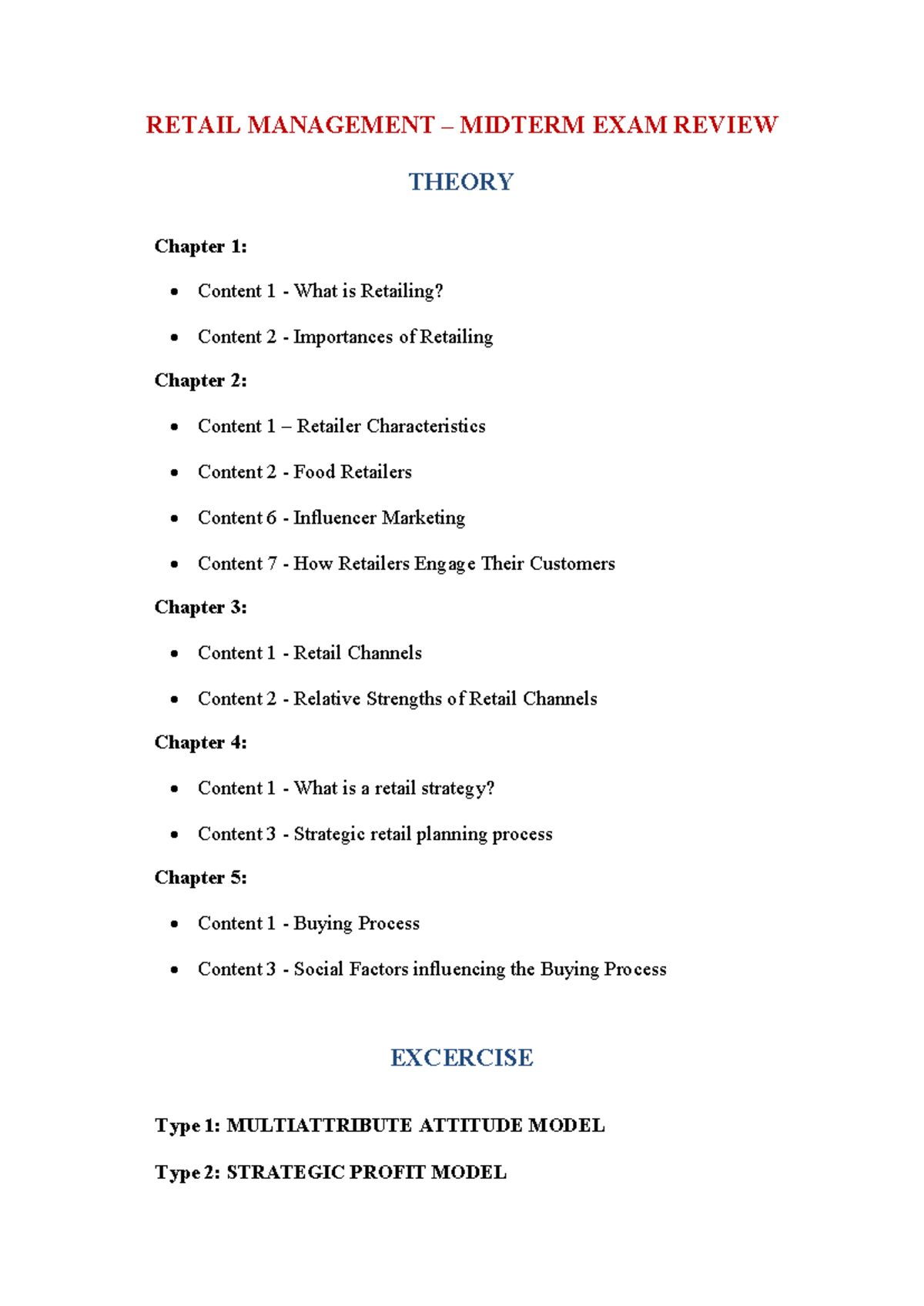 Updated-Review for Midterm exam-Retail Management-102024 - RETAIL ...
