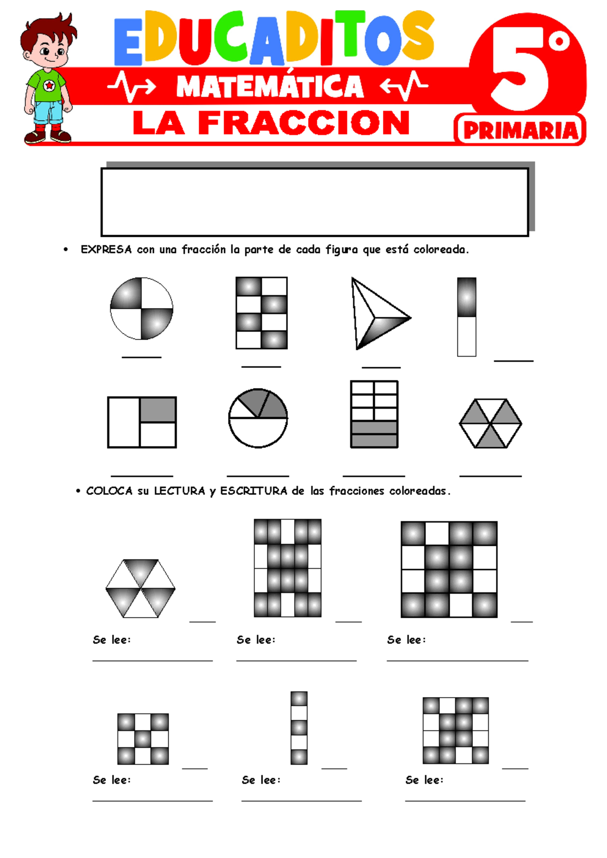 La Fraccion para Quinto Grado de Primaria - EXPRESA con una fracción la ...