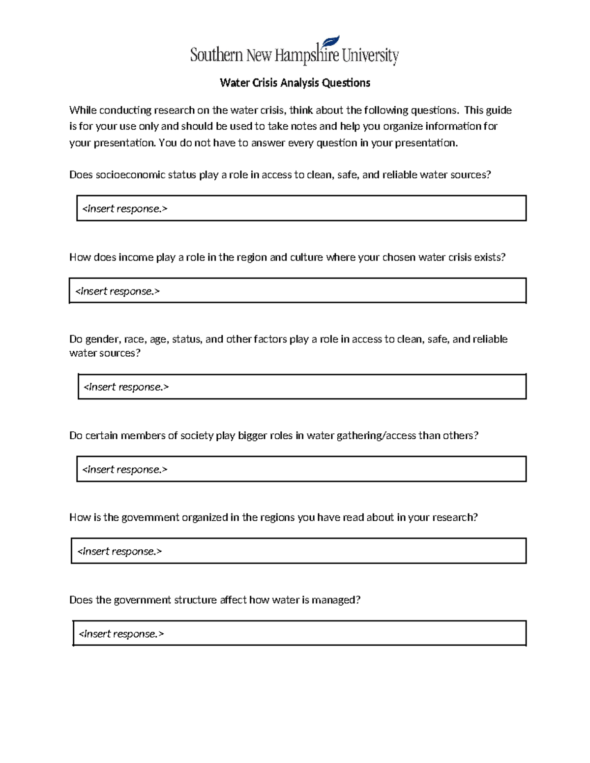 SCS-2002 5 Water Crisis Analysis Questions - Water Crisis Analysis ...