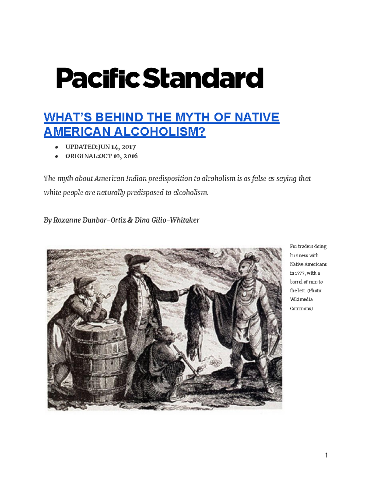 What's behind the myth of Native American Alcoholism By Dunbar-Ortiz ...