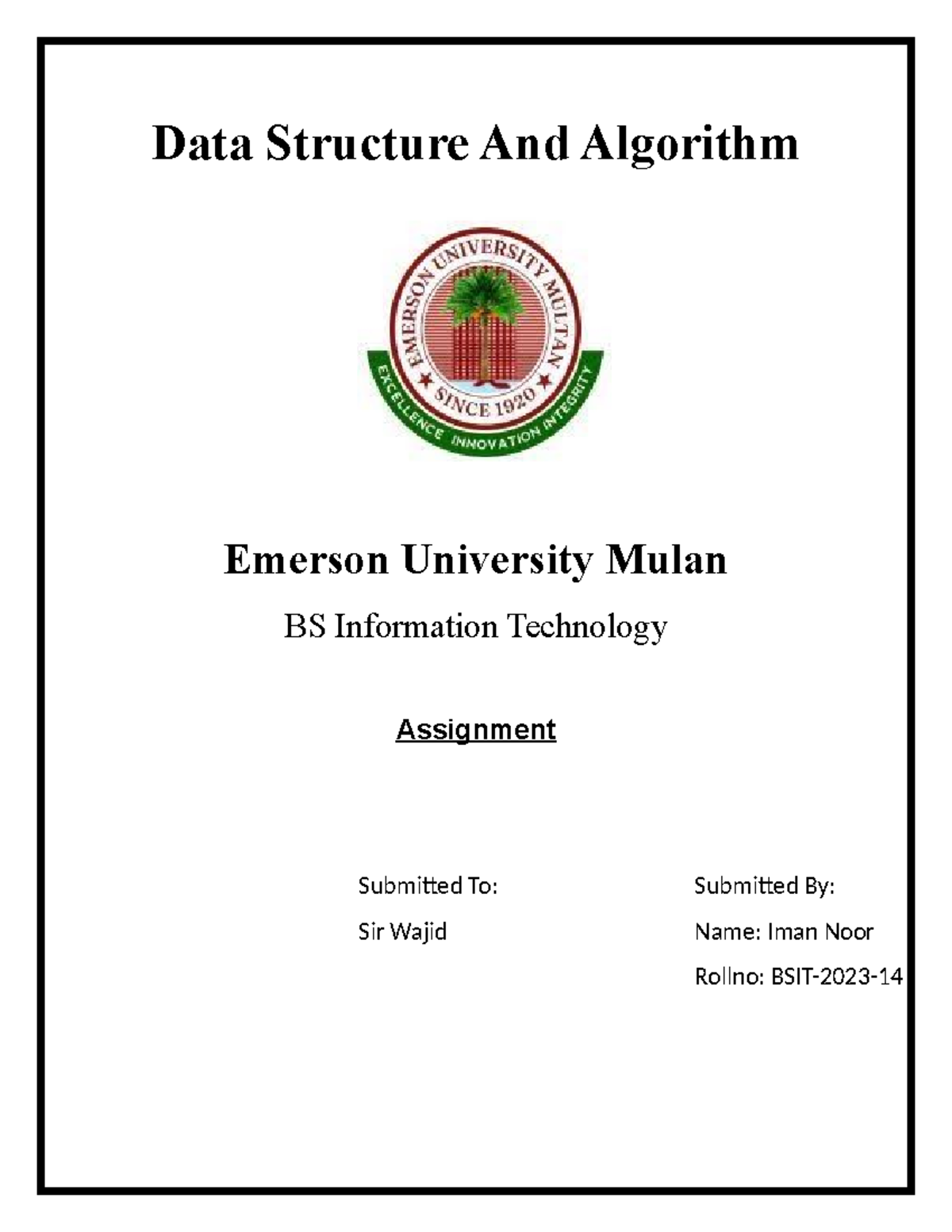 Assigment of Data Structure (Auto Recovered) - Data Structure And ...
