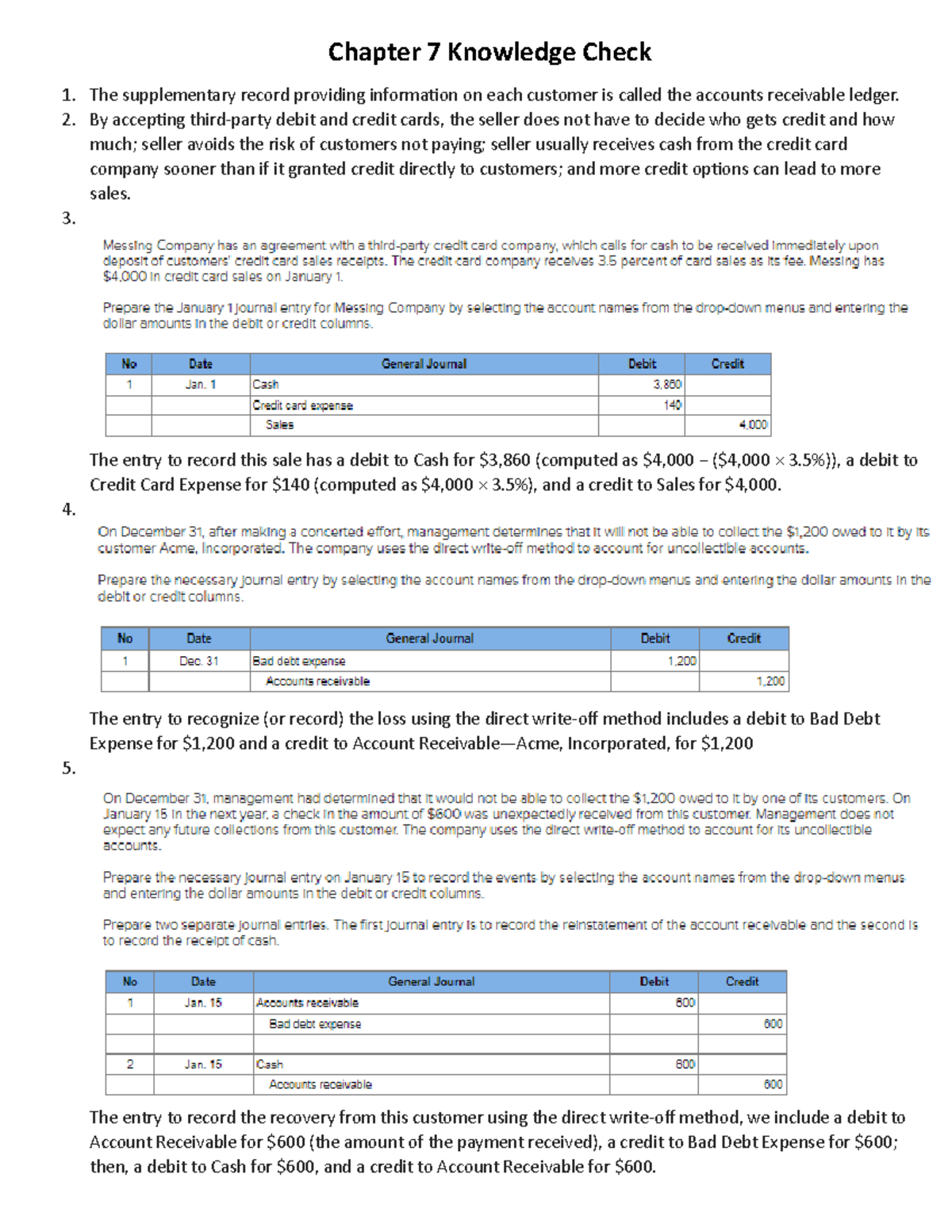 Chapter 7 Knowledge Check - Chapter 7 Knowledge Check The supplementary record providing ...