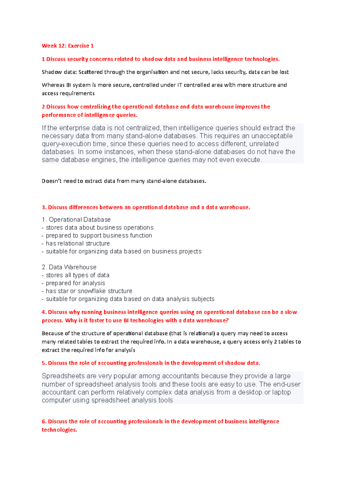 Week 12 tutorial notes - Week 12: Exercise 1 1 Discuss security ...