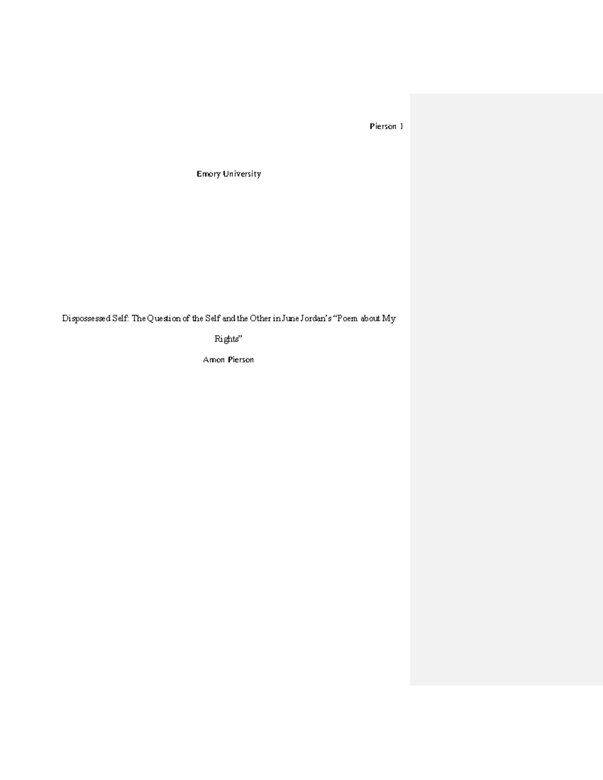 Poem about my rights - lll - Emory University Dispossessed Self: The ...