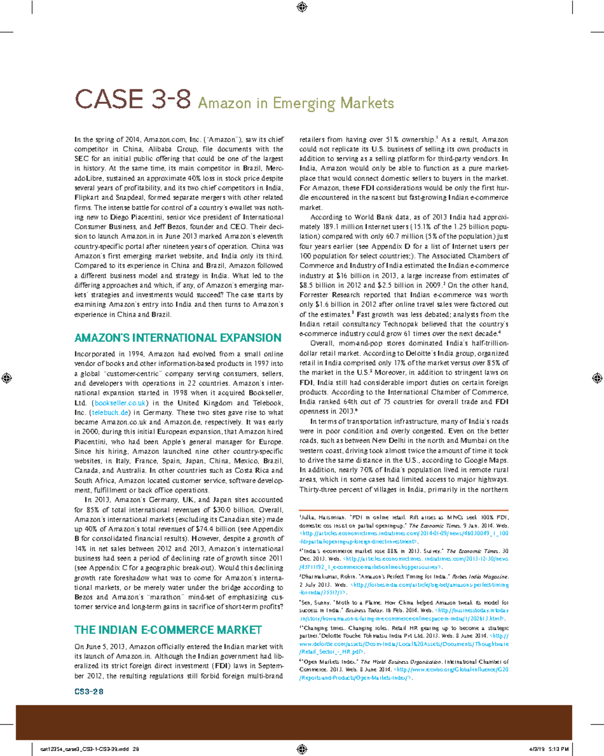 Amazon case study - In the spring of 2014, Amazon, Inc. (“Amazon”), saw ...