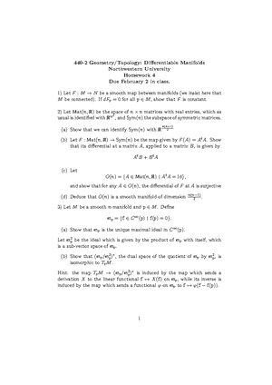 440-2 Geometry Topology- Differentiable Manifolds Homework 3 solution ...