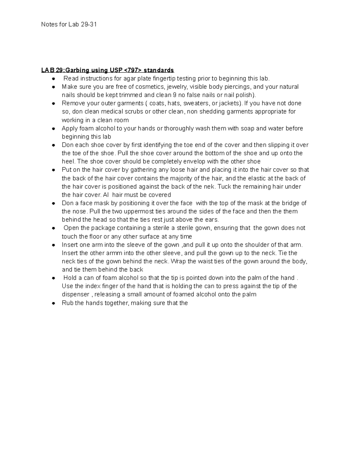 Labs 29-31 notes - lab - Notes for Lab 29- LAB 29:Garbing using USP ...