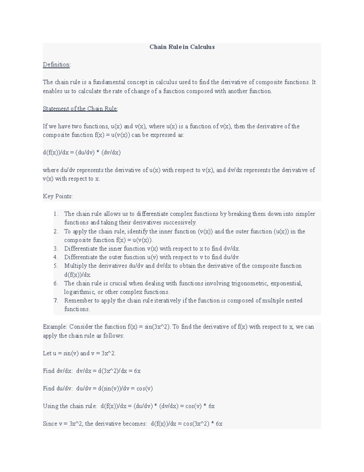 Chain Rule - It enables us to calculate the rate of change of a ...