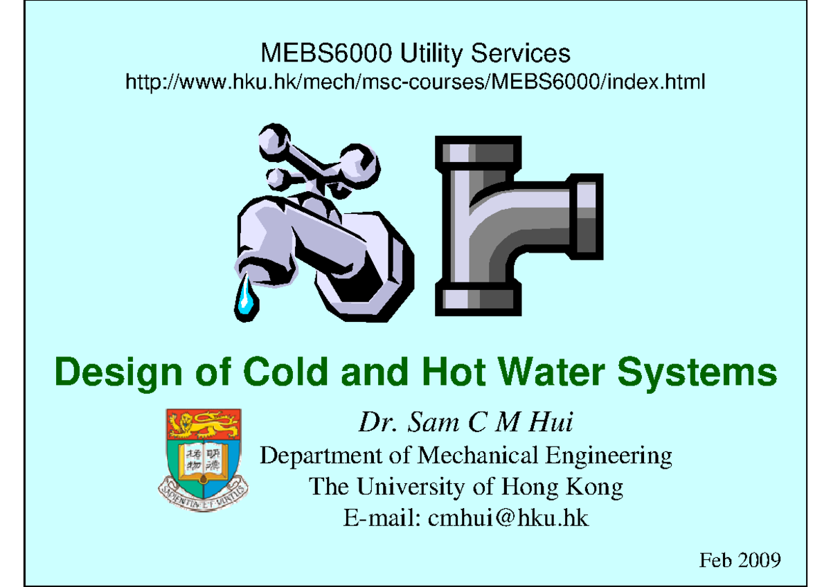 Mebs6000 0809 03 cold and hot water design - MEBS6000 Utility Services ...