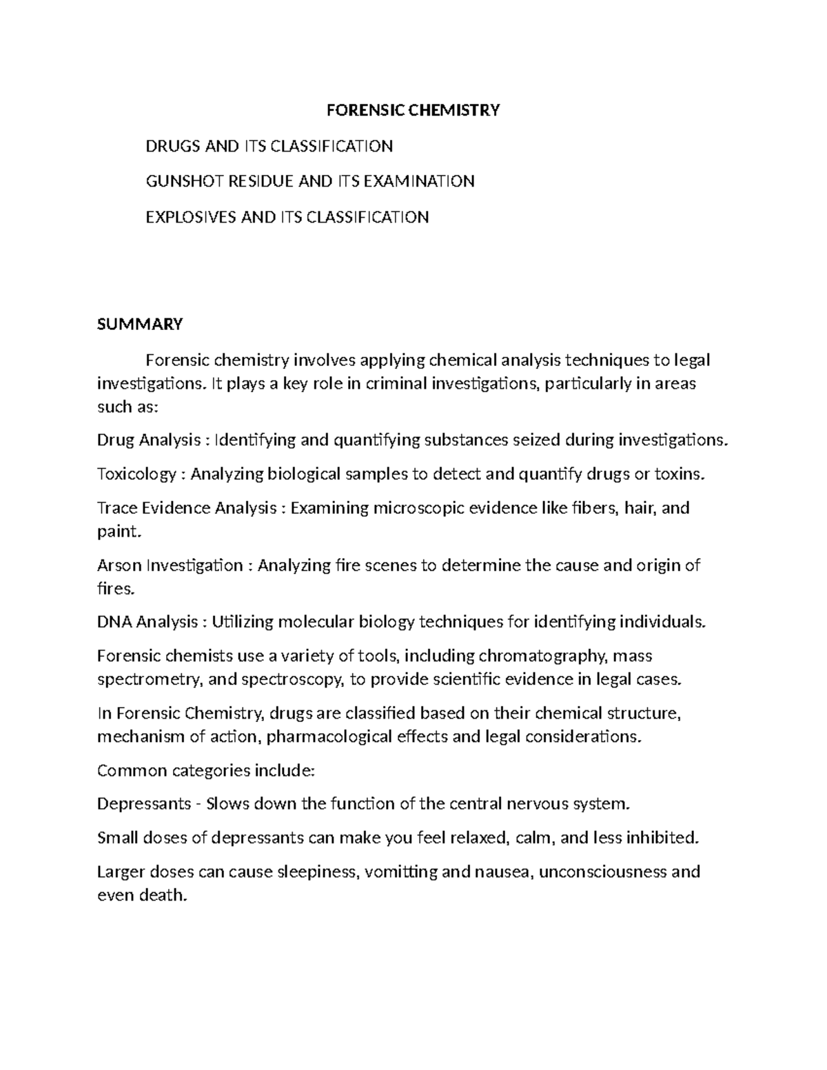 Forensic Chemistry gunshot,drugs - FORENSIC CHEMISTRY DRUGS AND ITS ...