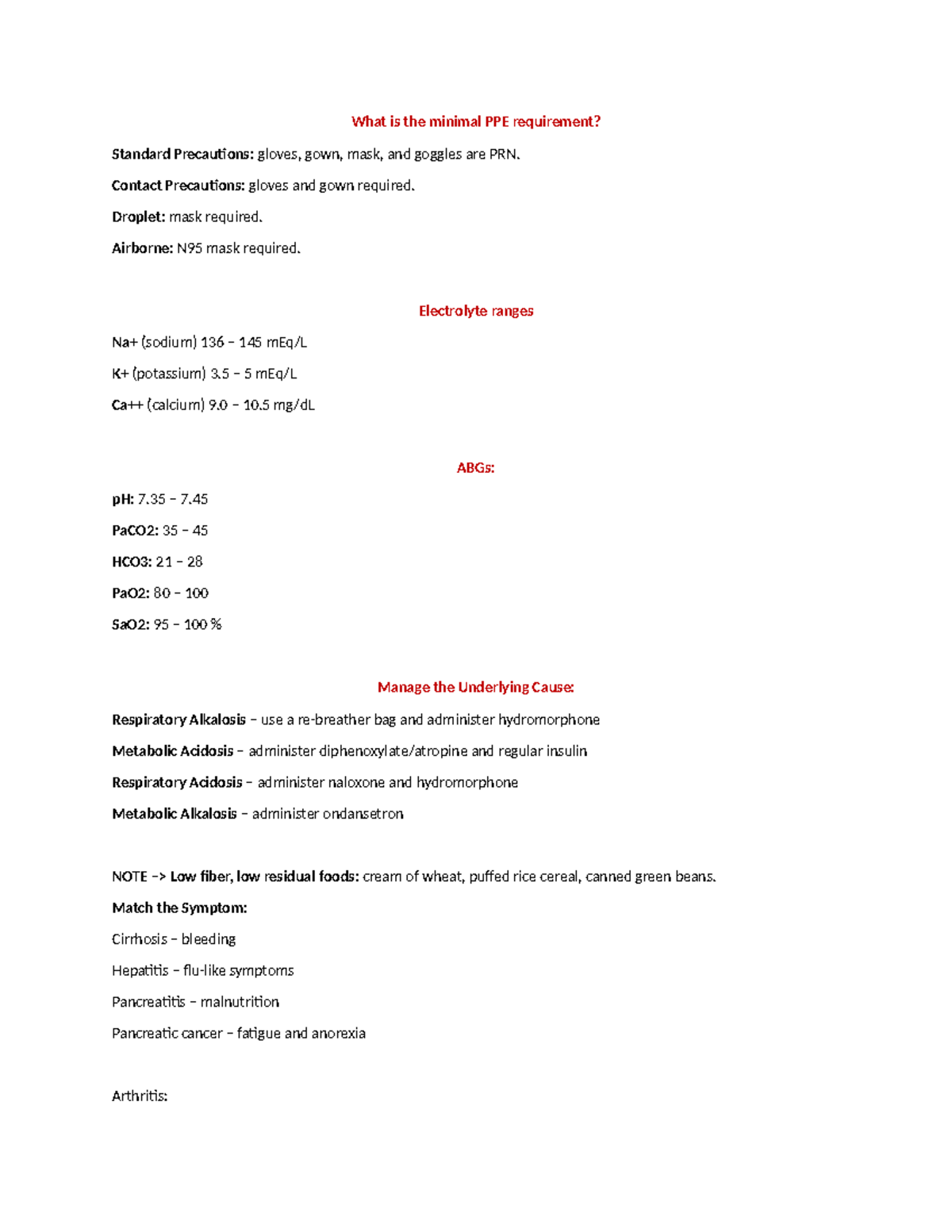 Nclex ATI Review Notes - What is the minimal PPE requirement? Standard ...
