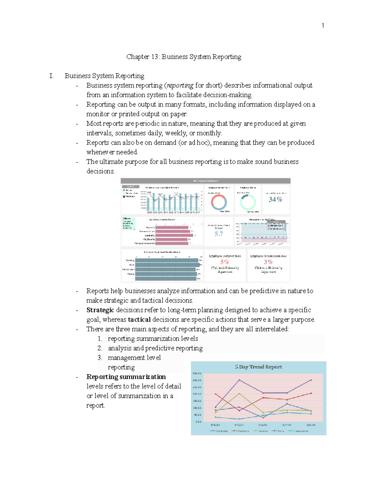 CIS 105 Ch 13 Notes - 1 Chapter 13: Business System Reporting I ...