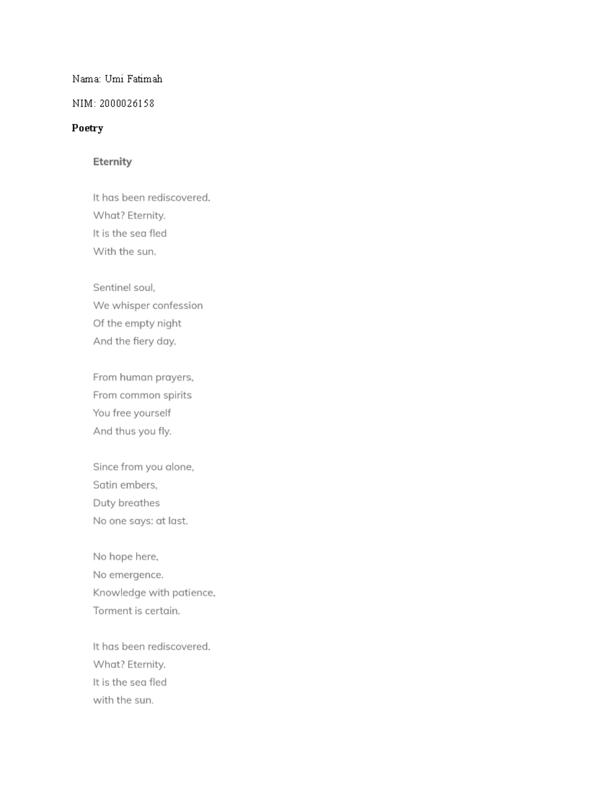 final test answer - Nama: Umi Fatimah NIM: 2000026158 Poetry Author ...