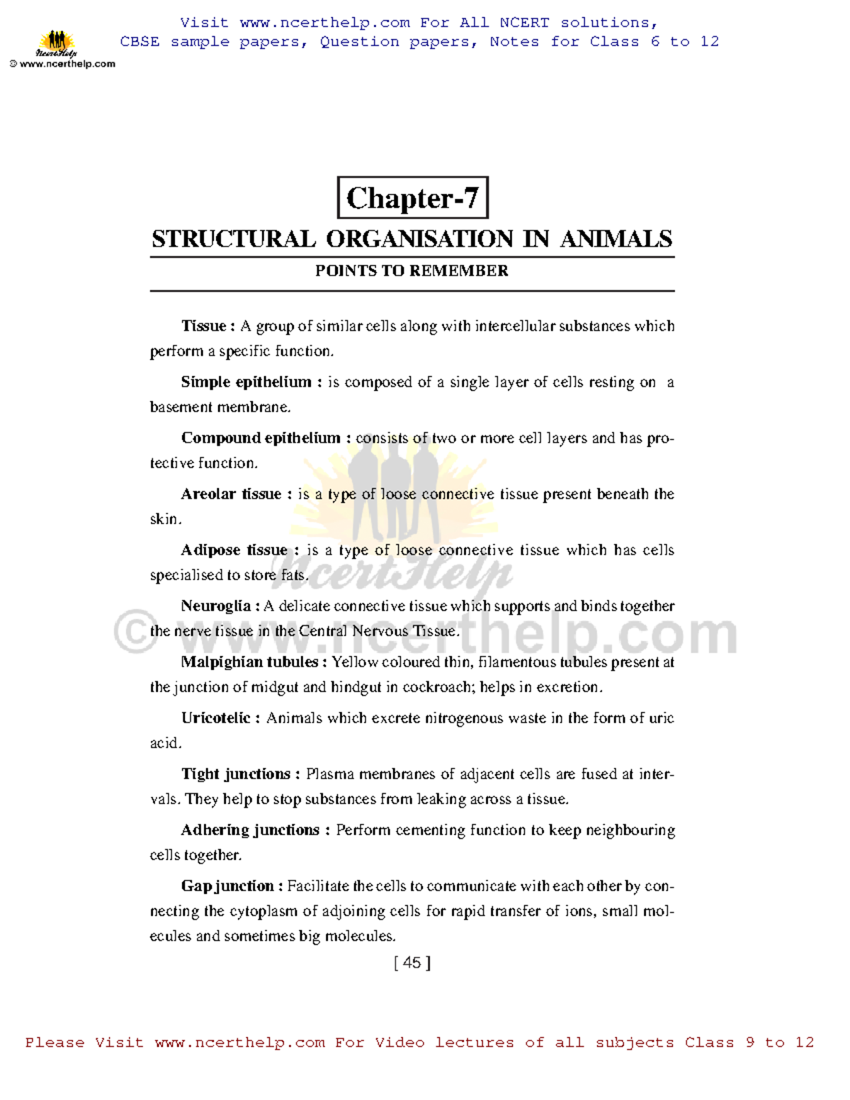 Biology Notes For Class 11h Chapter 7 - [ 45 ] Chapter- STRUCTURAL ...