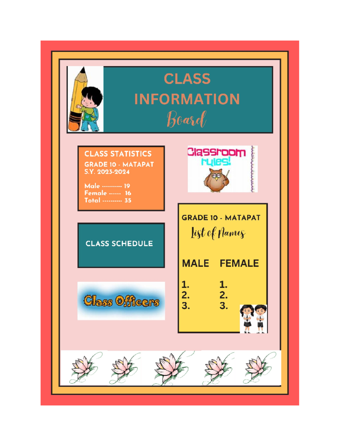 Display Board - Professional Teaching - CLASS INFORMATION Board CLASS ...