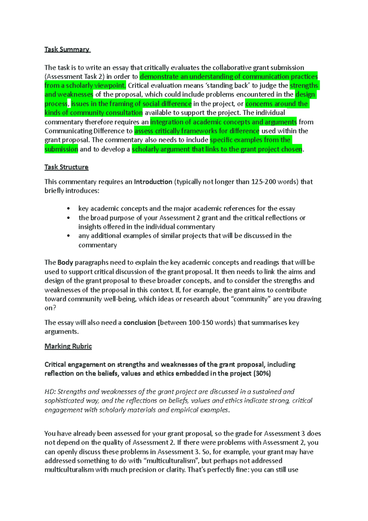 CD Task overview - Task Summary The task is to write an essay that ...