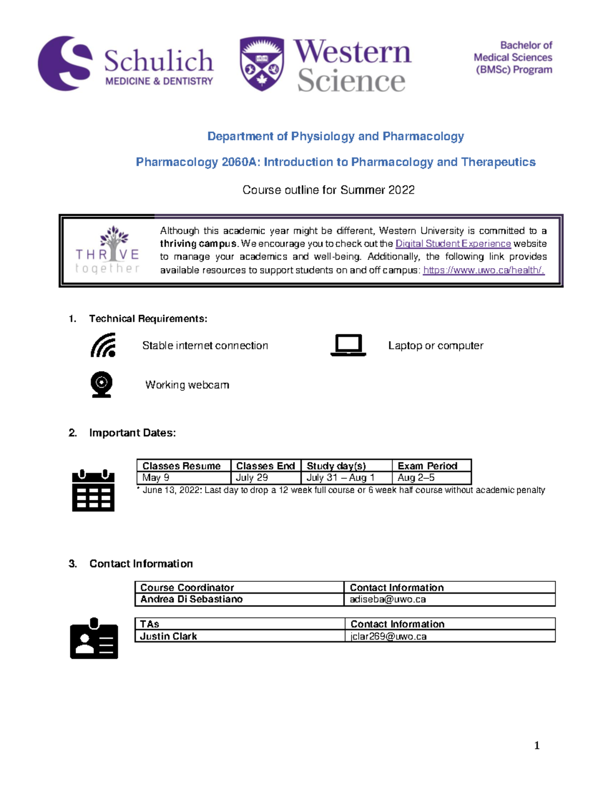 Pharm 2060A Syllabus - Department of Physiology and Pharmacology ...