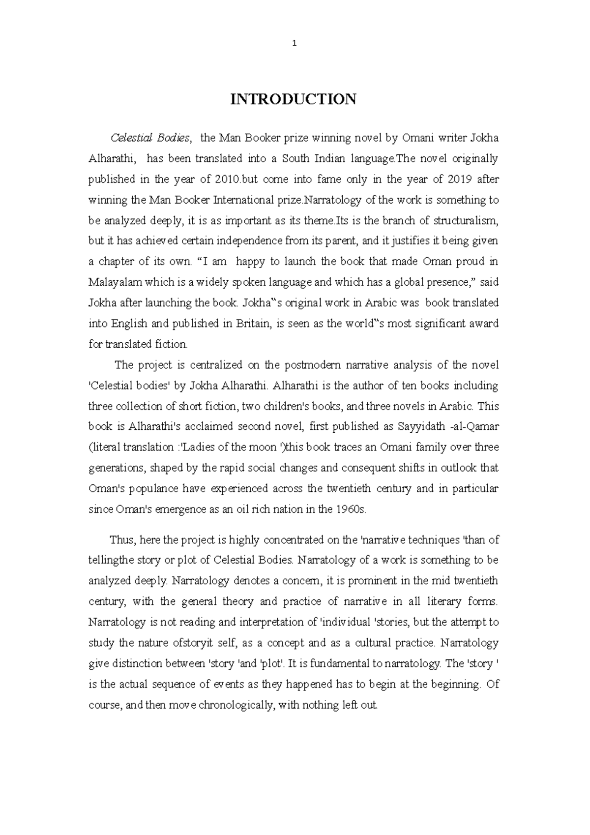 Prjct - Project work - INTRODUCTION Celestial Bodies , the Man Booker ...