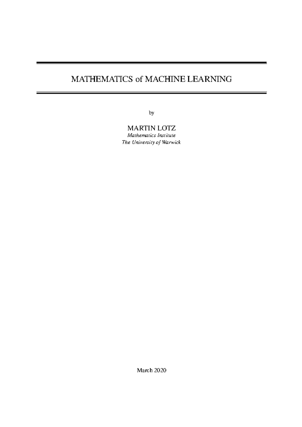 Mathematics Of Machine Learning 2 - MATHEMATICS of MACHINE LEARNING by ...