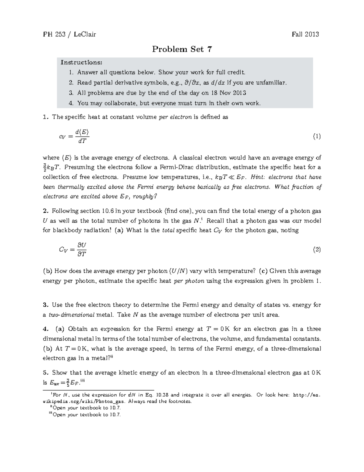 HW 7 18 Nov 2013 questions - PH 253 LeClair Fall 2013 Problem Set 7 ...