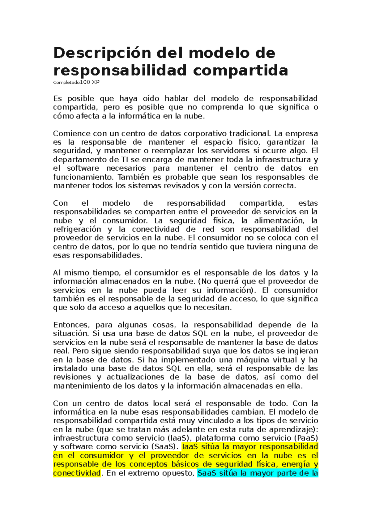 Unidad 4 Descripción del modelo de responsabilidad compartida ...