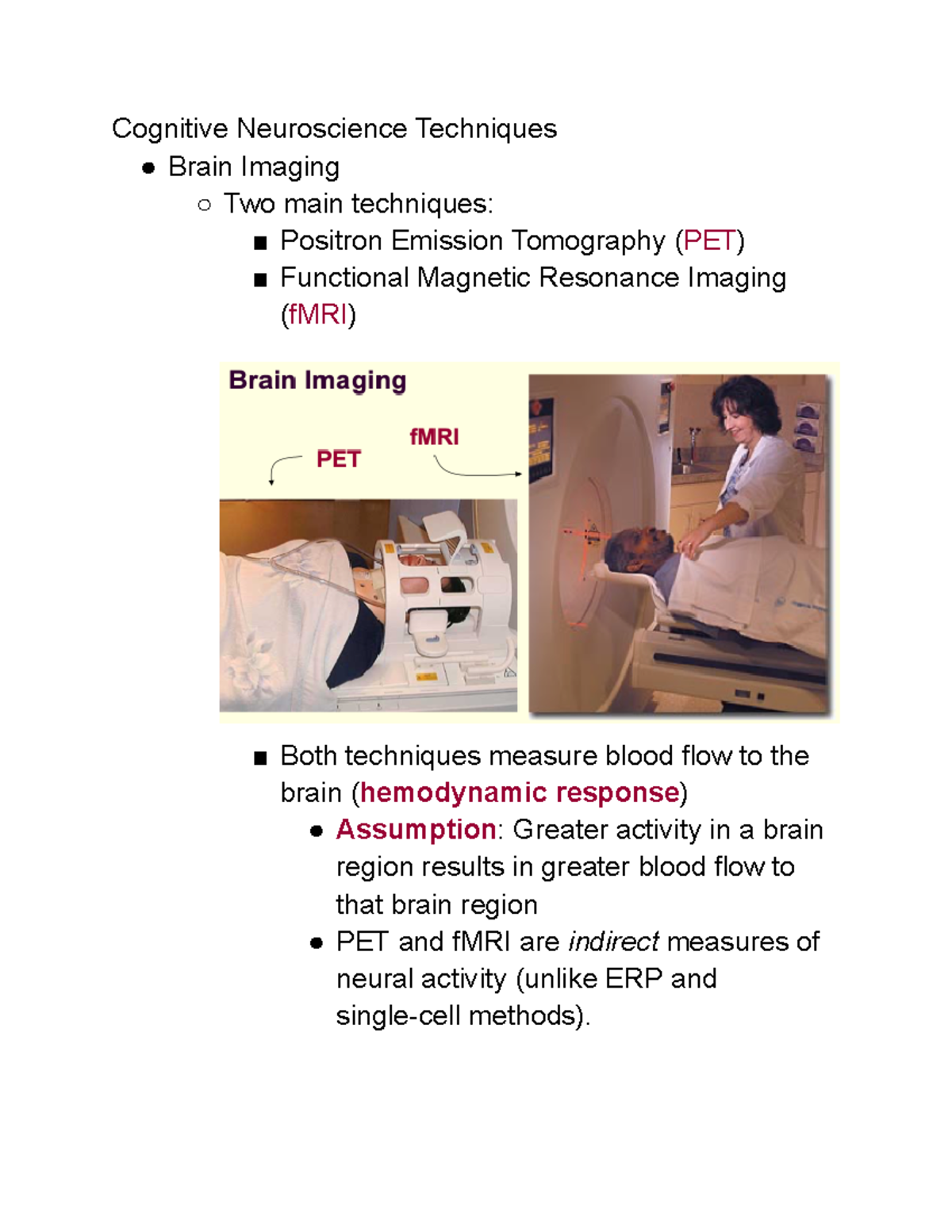 Psy 260 Lecture #4 Notes - Cognitive Neuroscience Techniques Brain ...