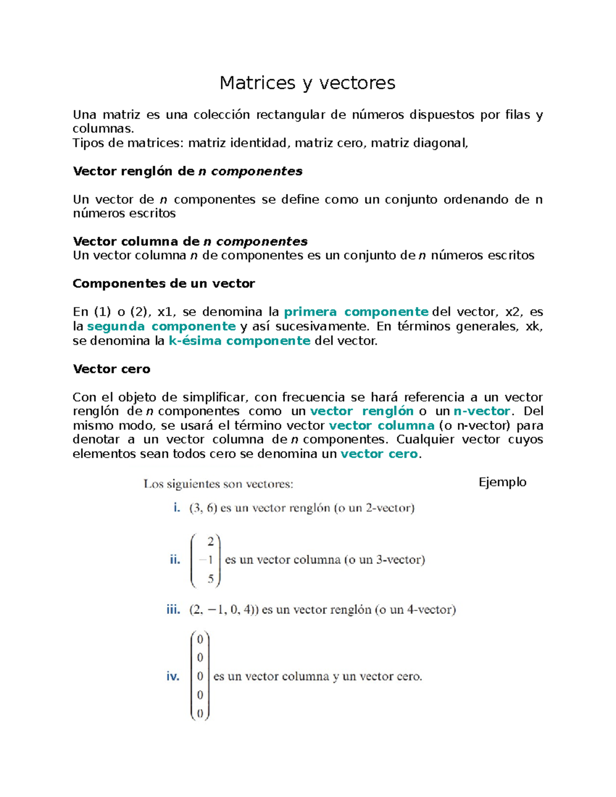 Matrices y vectores - Tipos de matrices: matriz identidad, matriz cero ...