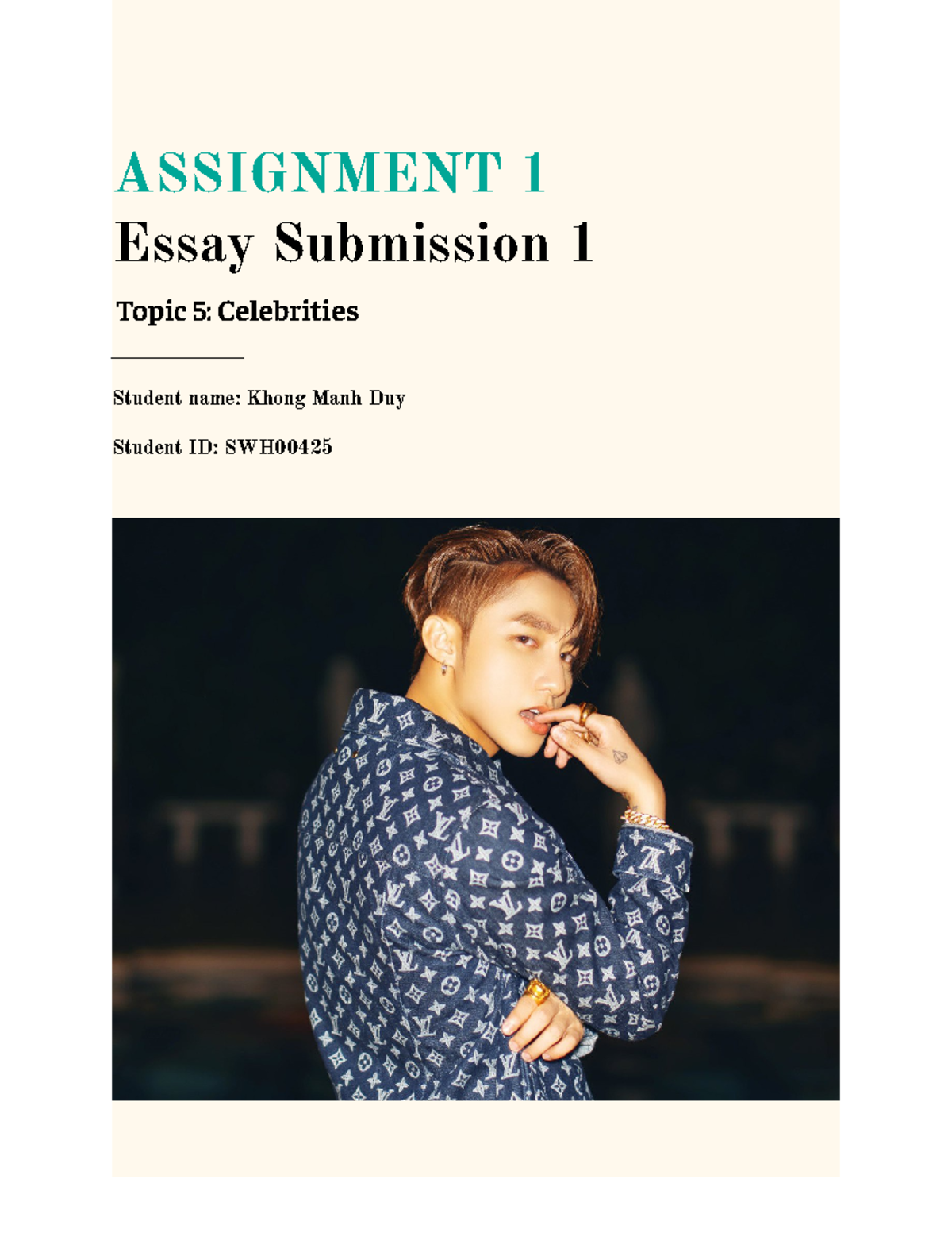 Essay Submission 1 - Friday Week 8-Khong Manh Duy-SWH00425 - ASSIGNMENT ...