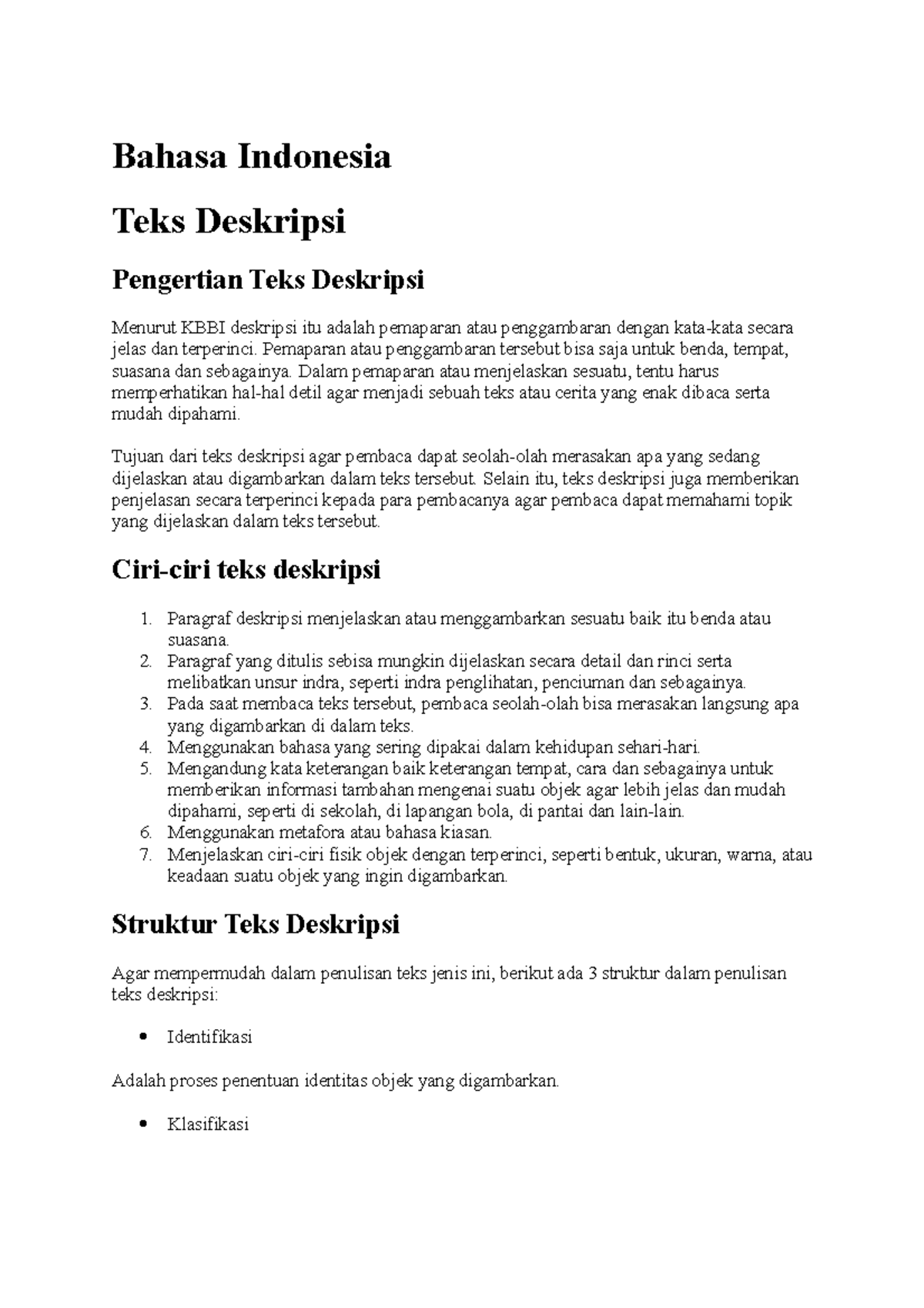 Bahasa Indonesia - Teks Deskripsi - Bahasa Indonesia Teks Deskripsi ...