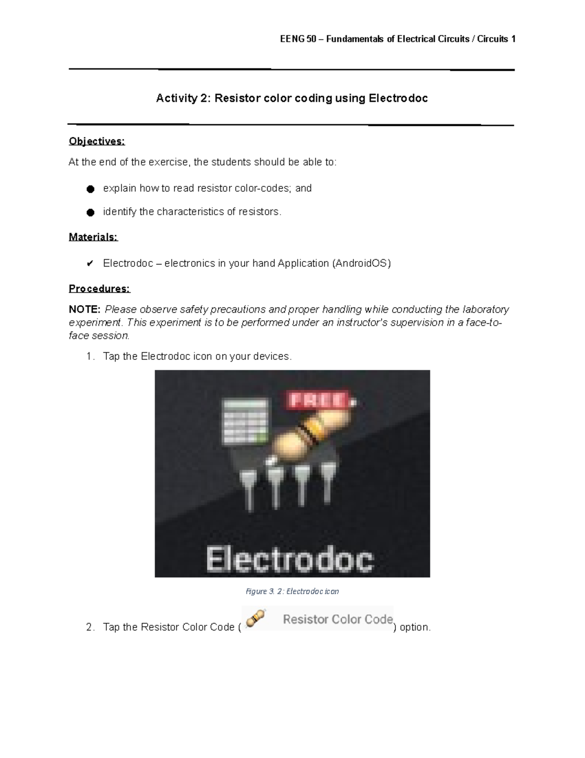 EENG50 - Laboratory Activity 2 - Activity 2: Resistor color coding ...