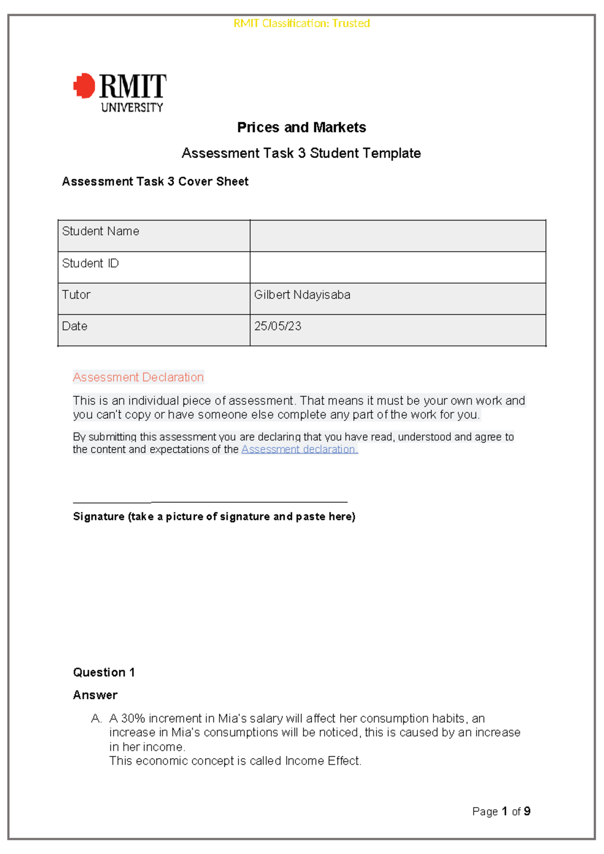 Assessment Task 3 Prices & Markets - Prices and Markets Assessment Task ...