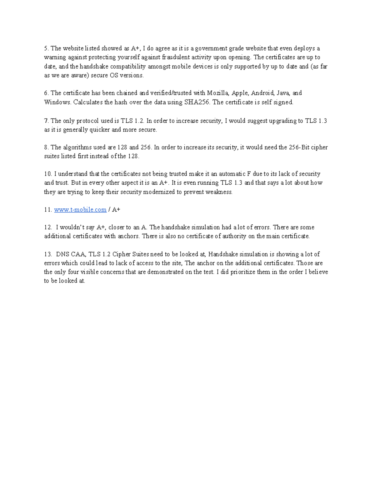 4-1 SSL Server - 5. The website listed showed as A+, I do agree as it ...