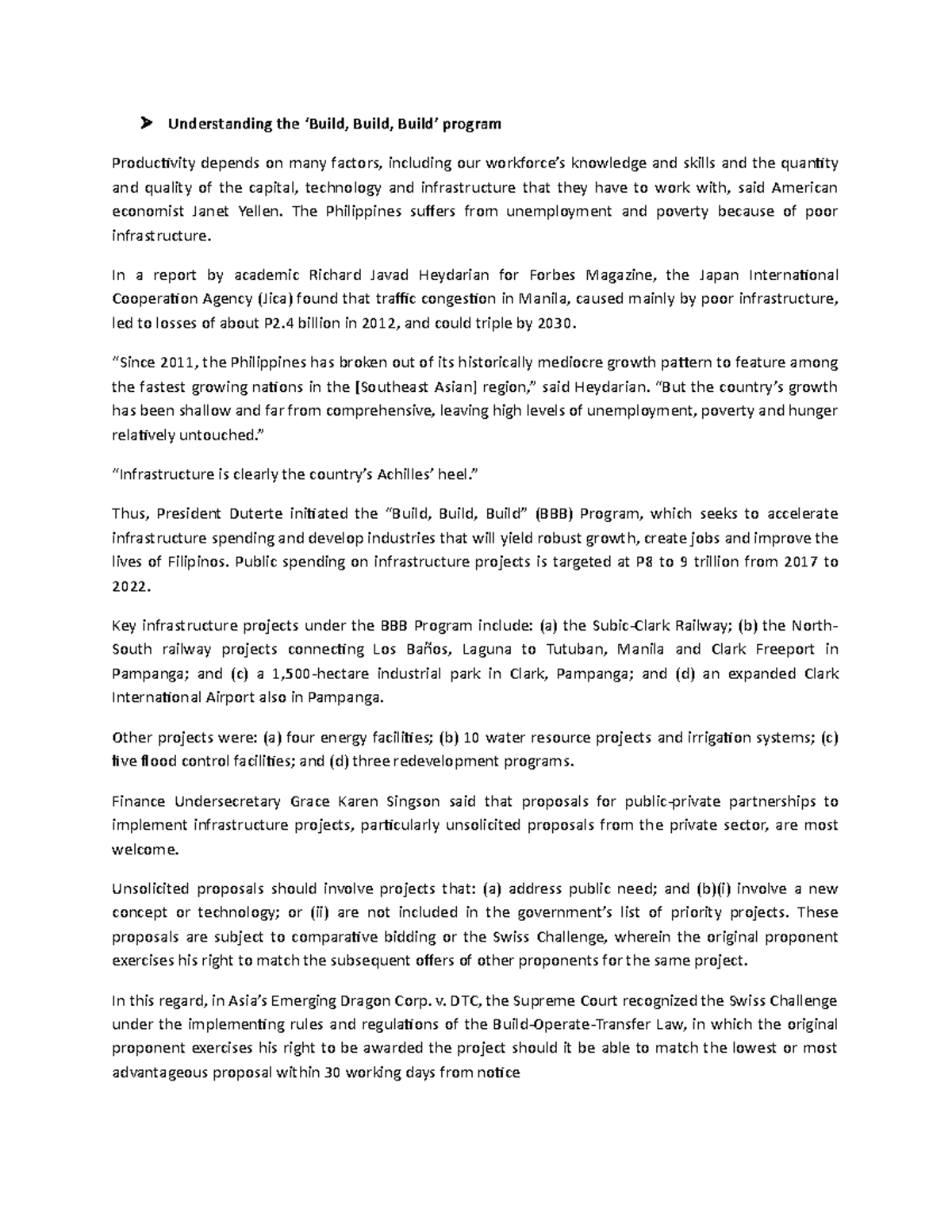 Support - References - Understanding the ‘Build, Build, Build’ program ...