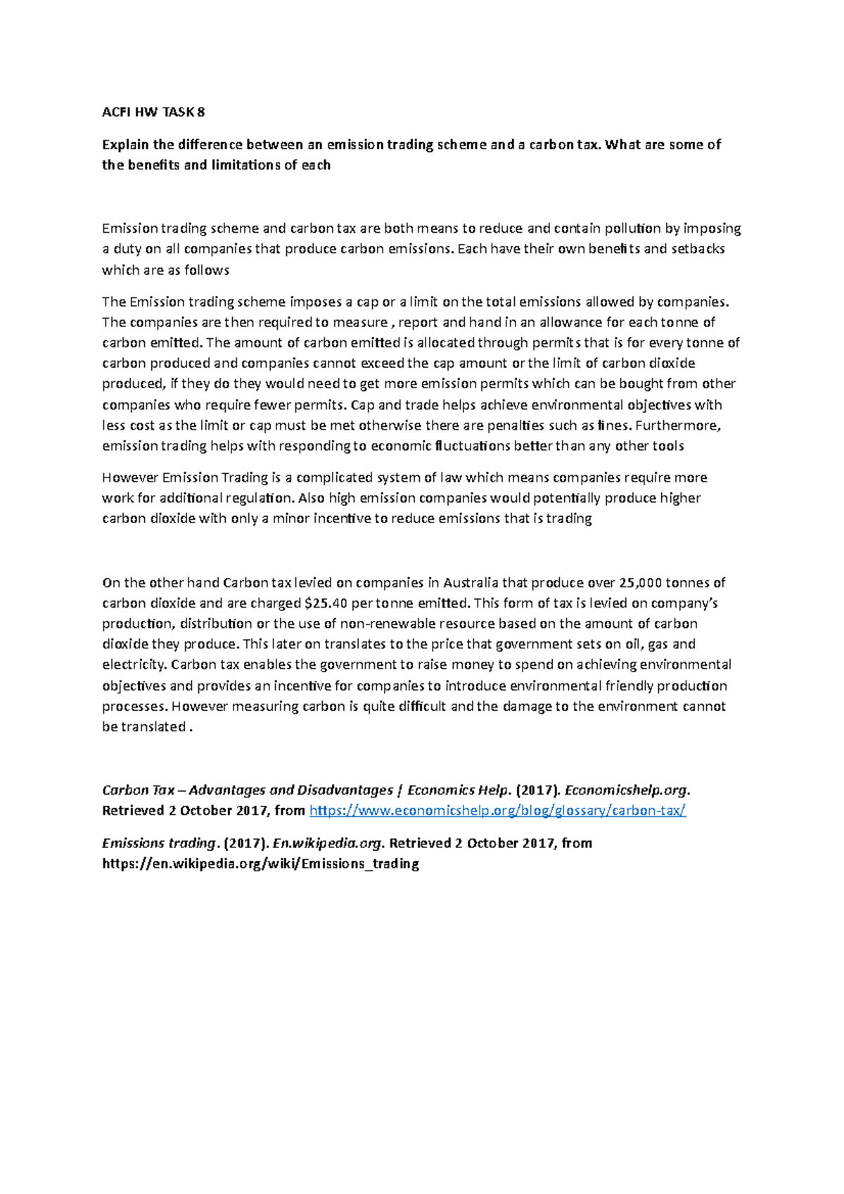 ACFI Homework Task 8 - ACFI HW TASK 8 Explain the difference between an ...