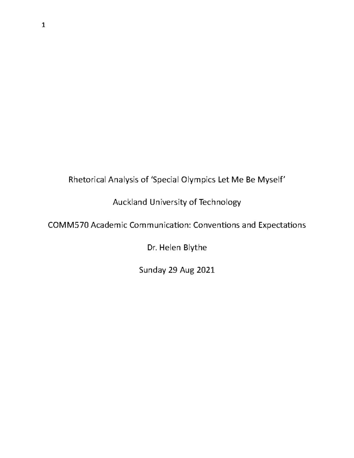 Rhetorical Analysis Essay - Rhetorical Analysis of ‘Special Olympics ...