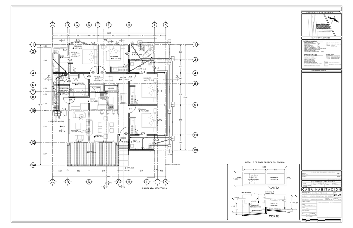 Plano arquitectonico - ARQ. - 01CLAVE PROPIETARIO:C A S A H A B I T A C ...