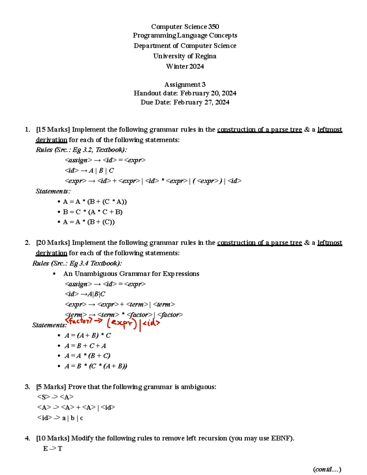 A3 Question Sheet Assignment Computer Science 350 Programming