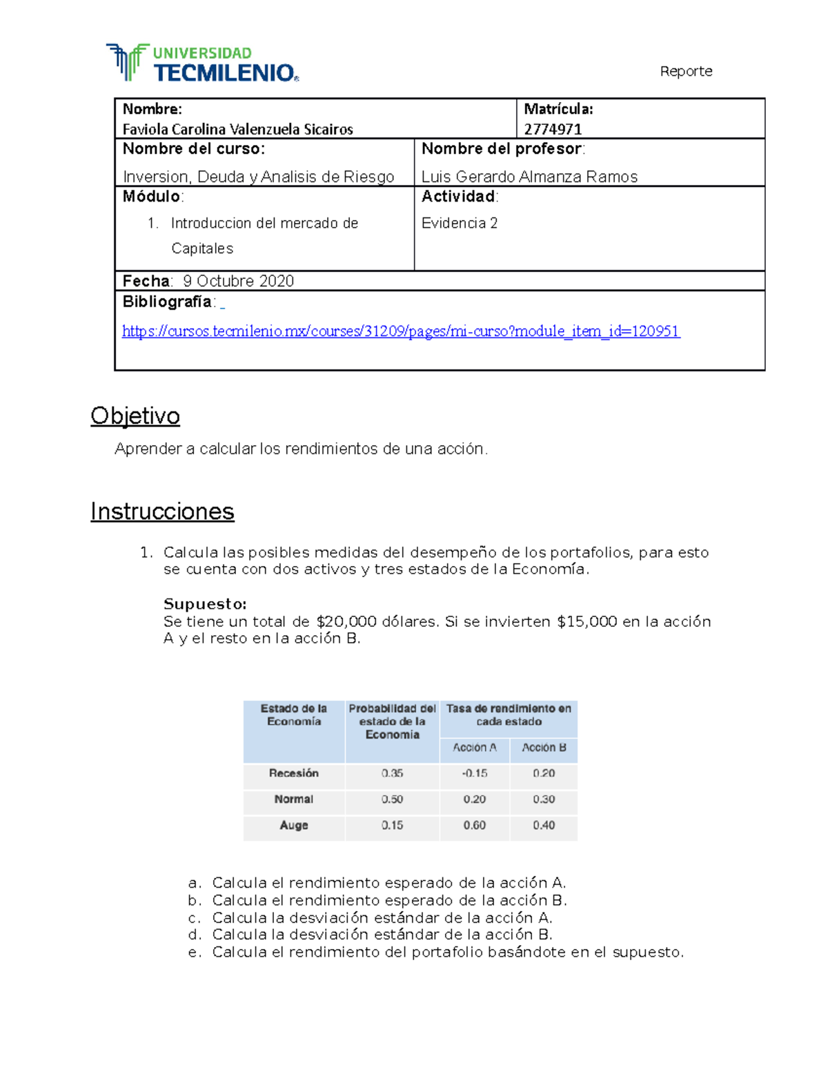 Evidencia 2 - wefwefwe - Reporte Nombre: Faviola Carolina Valenzuela ...