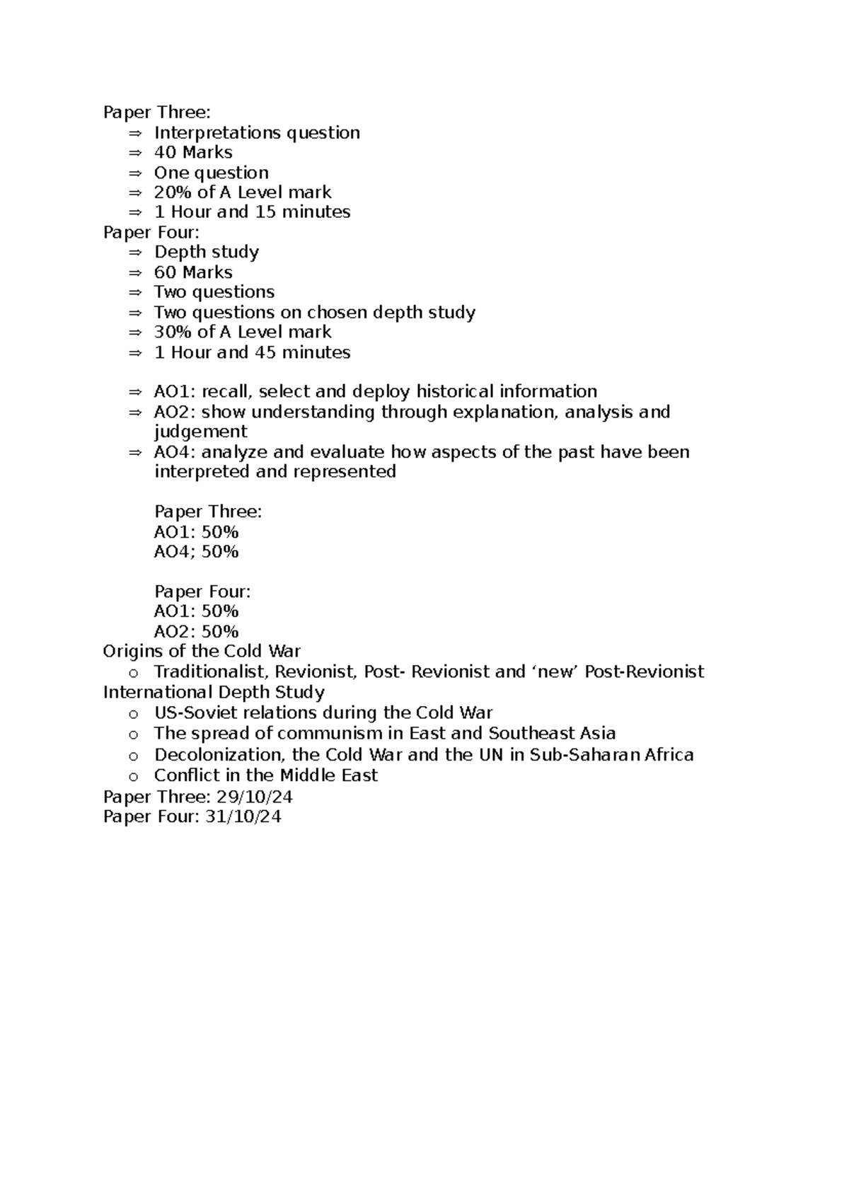 History rough notes - Paper Three: Interpretations question 40 Marks ...