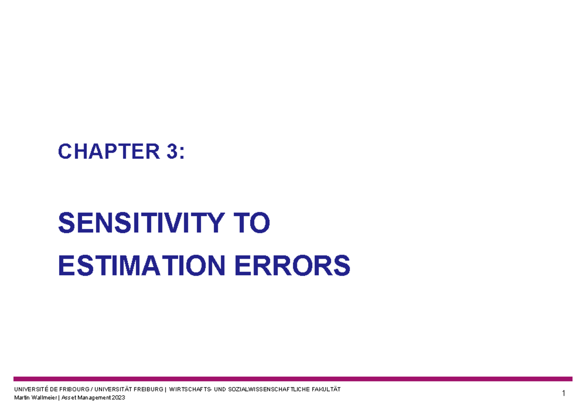 Chap.3 Sensitivity estimation errors - 1 UNIVERSITÉ DE FRIBOURG / UNIVERSITÄT FREIBURG | - Studocu