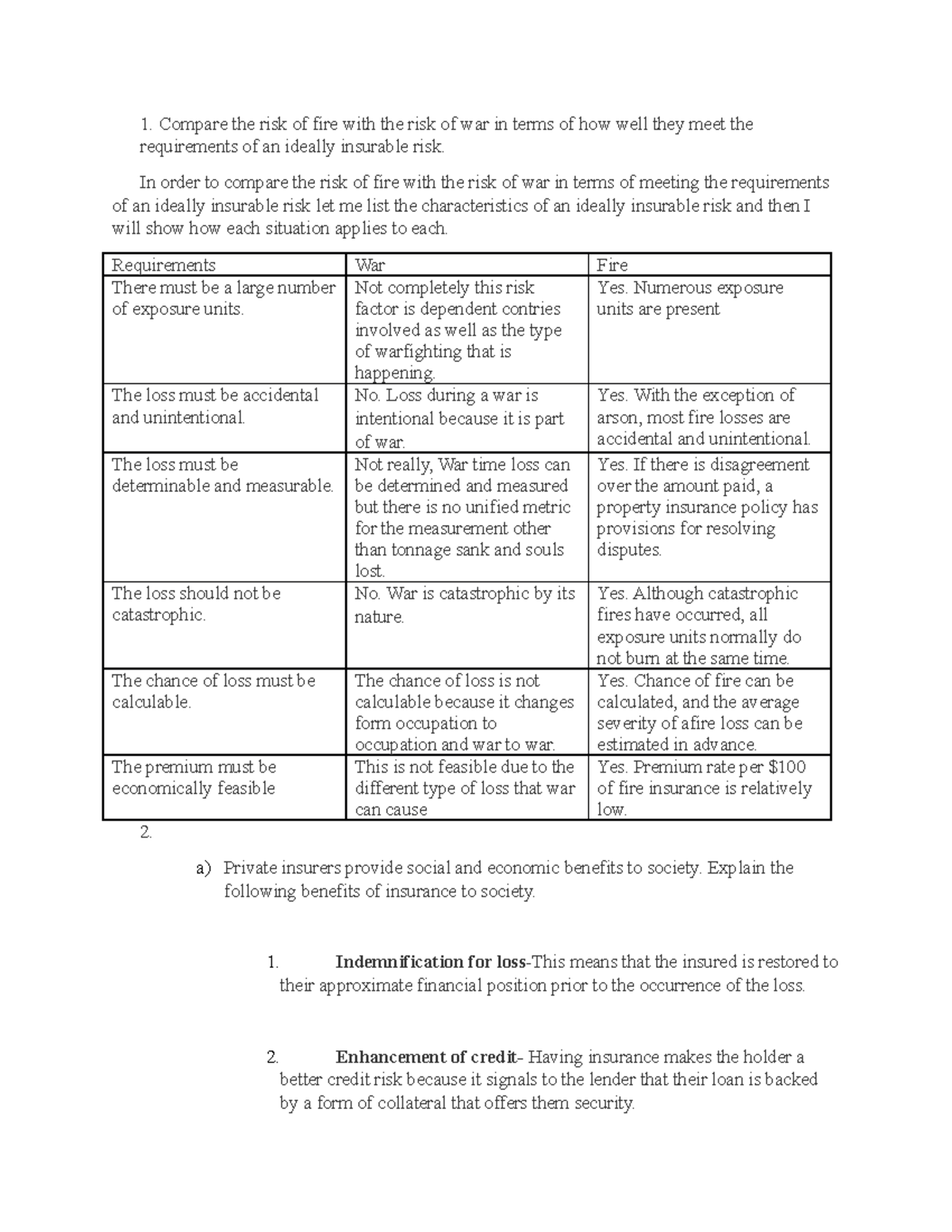 Document 5 - week 2 - Compare the risk of fire with the risk of war in ...