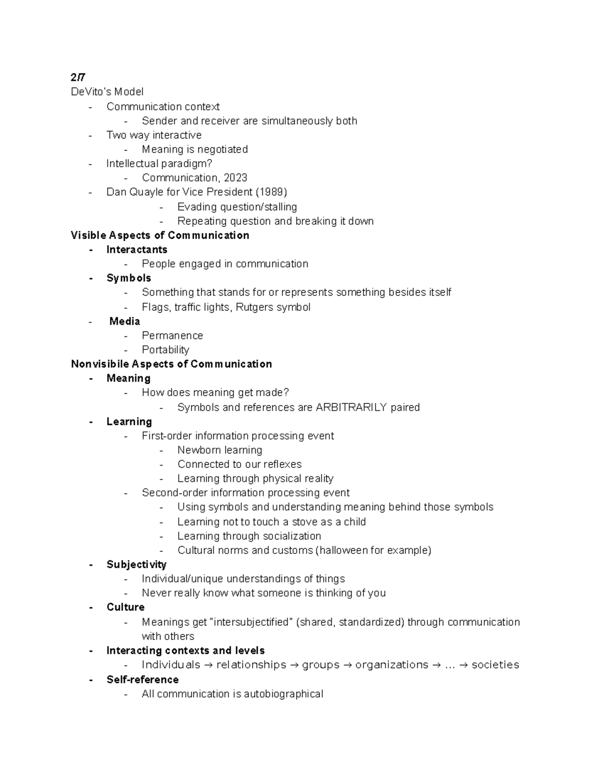 Lecture Notes Devito's Model - 2/ DeVito’s Model - Communication ...