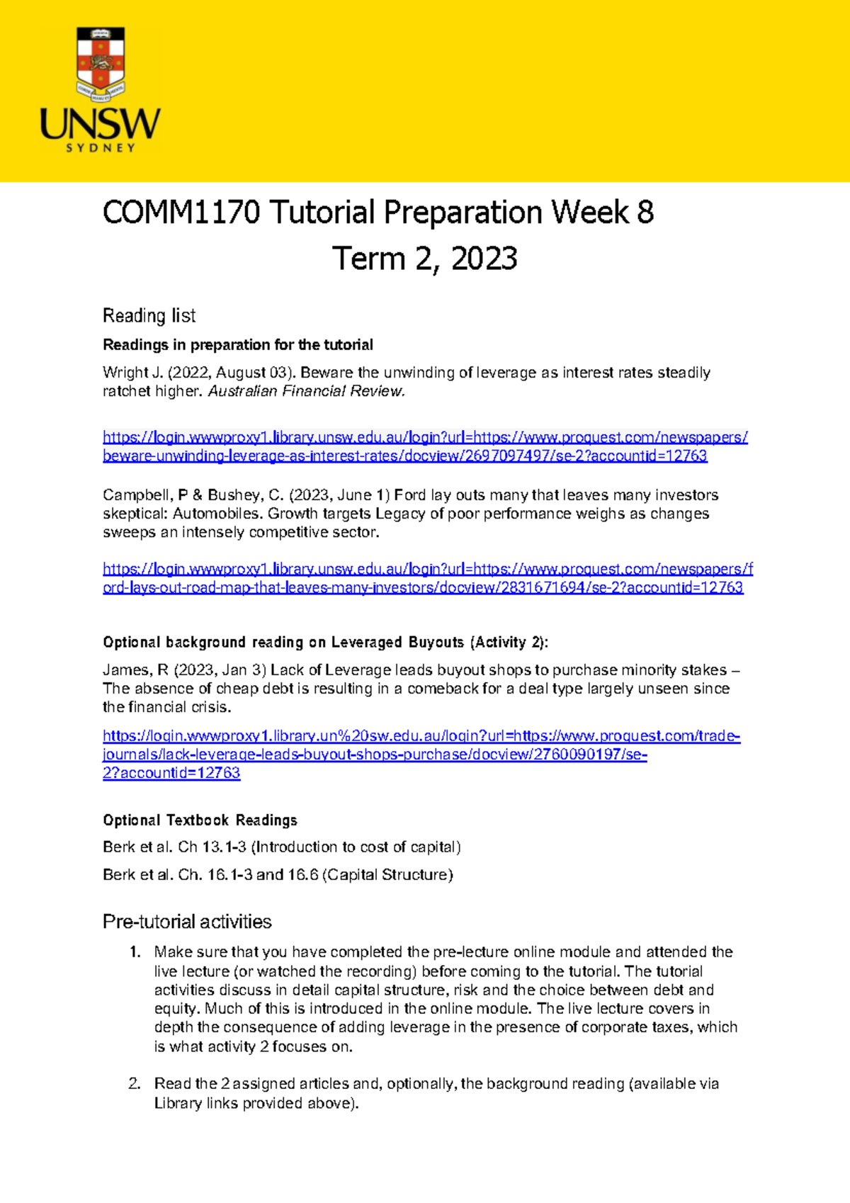 01 COMM1170 2023T2 Week 8 - Tutorial Preparation - COMM1170 Tutorial Preparation Week 8 Term 2 ...