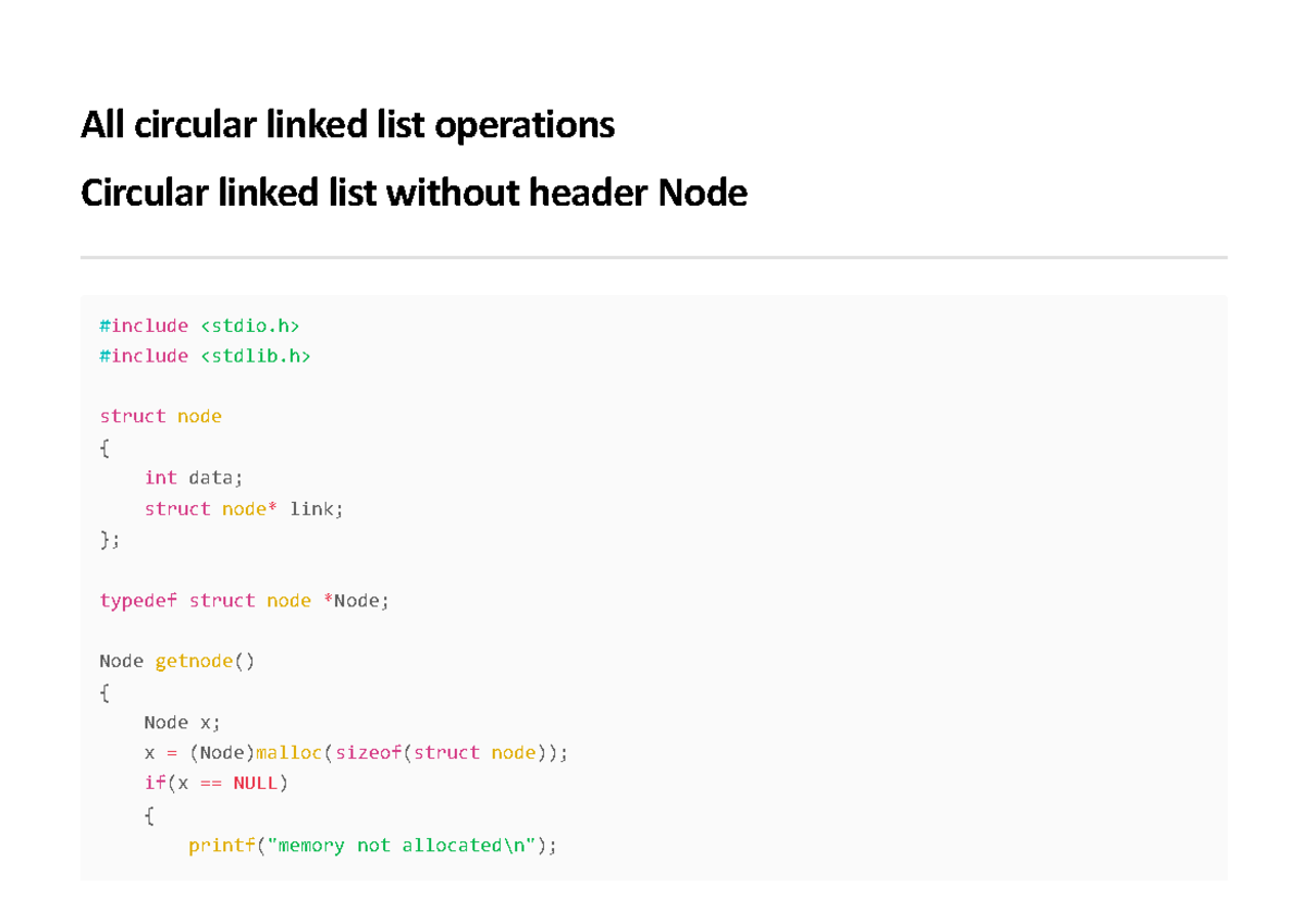 5 6316594044151533008 - All circular linked list operations Circular linked list without header ...