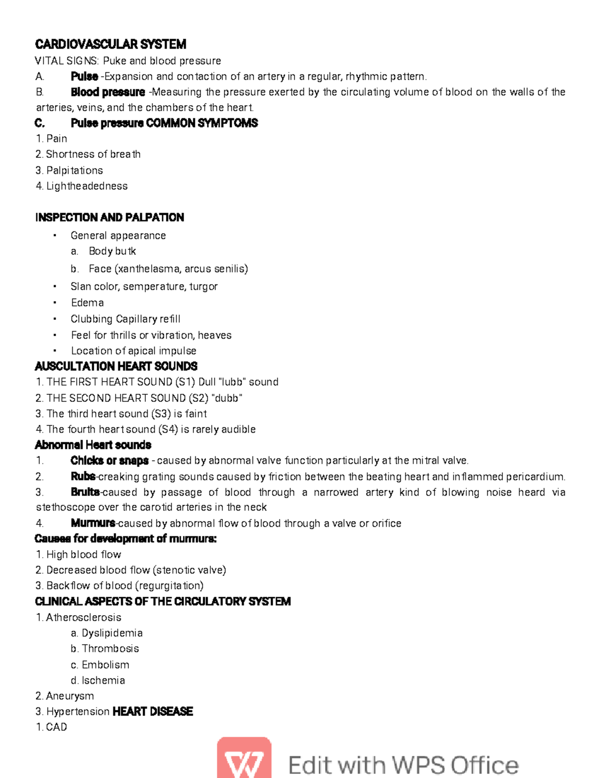 MD- Cardiovascular- System - CARDIOVASCULAR SYSTEM VITAL SIGNS: Puke ...