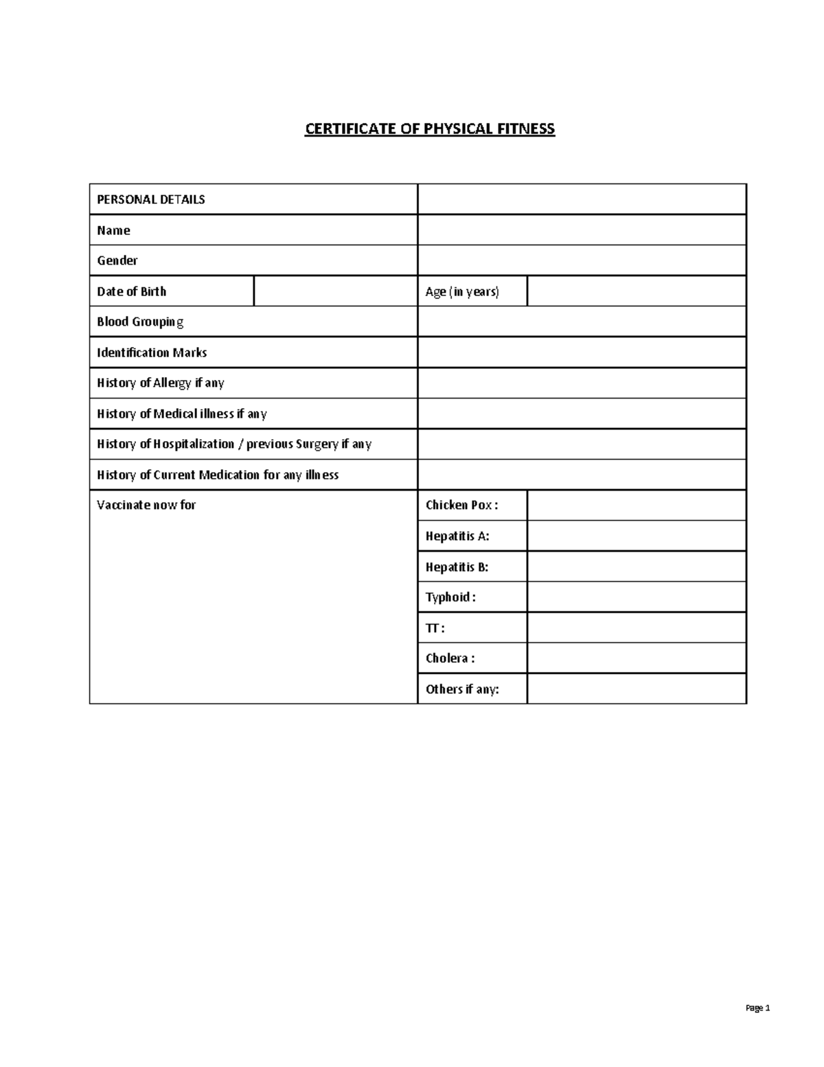 Physical Fitness Certificate - CERTIFICATE OF PHYSICAL FITNESS PERSONAL ...